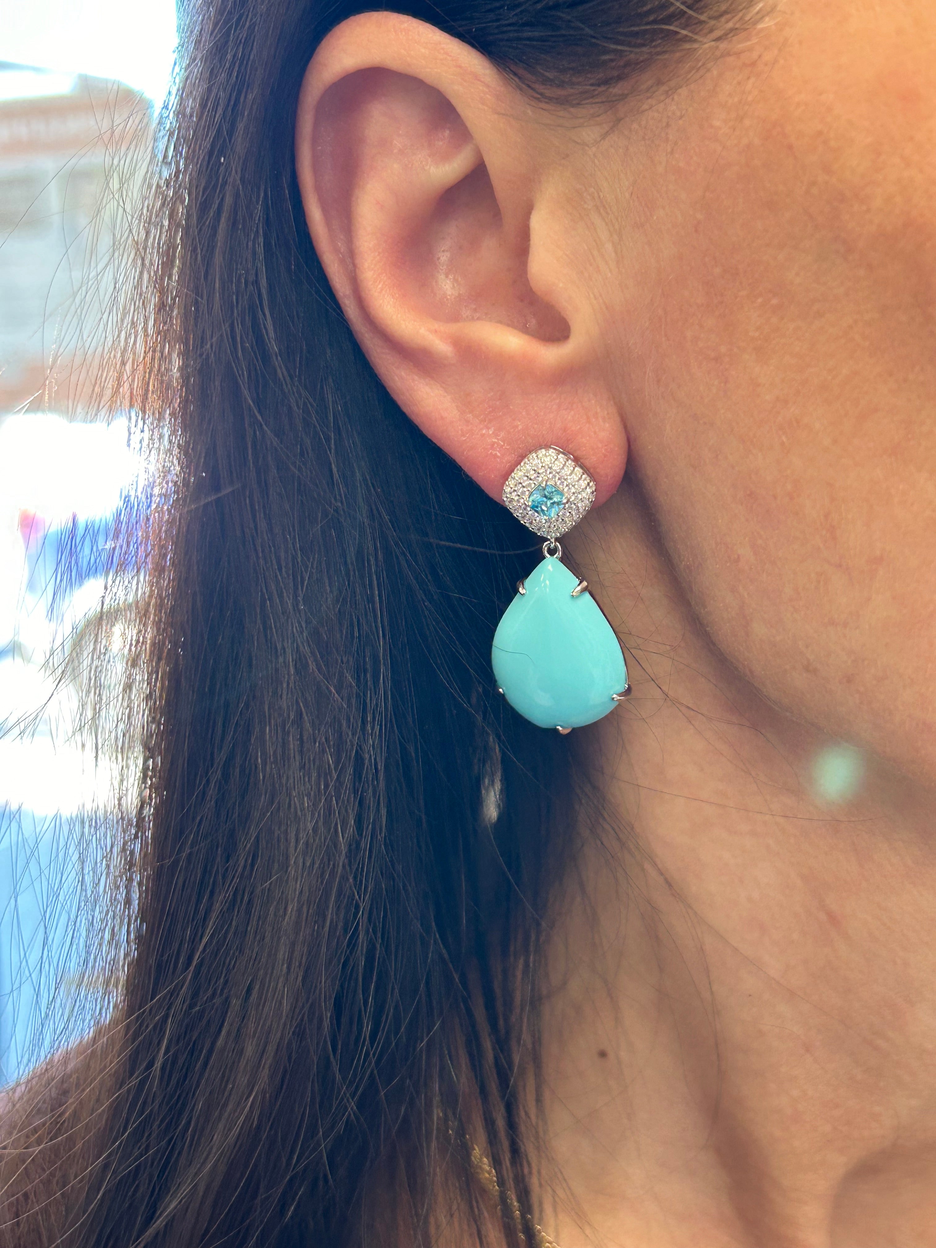 Pave Aqua Teardrops – Topaz & Ruby