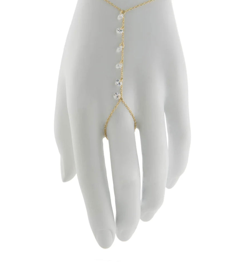 Sabrina Hand Chain – Topaz & Ruby
