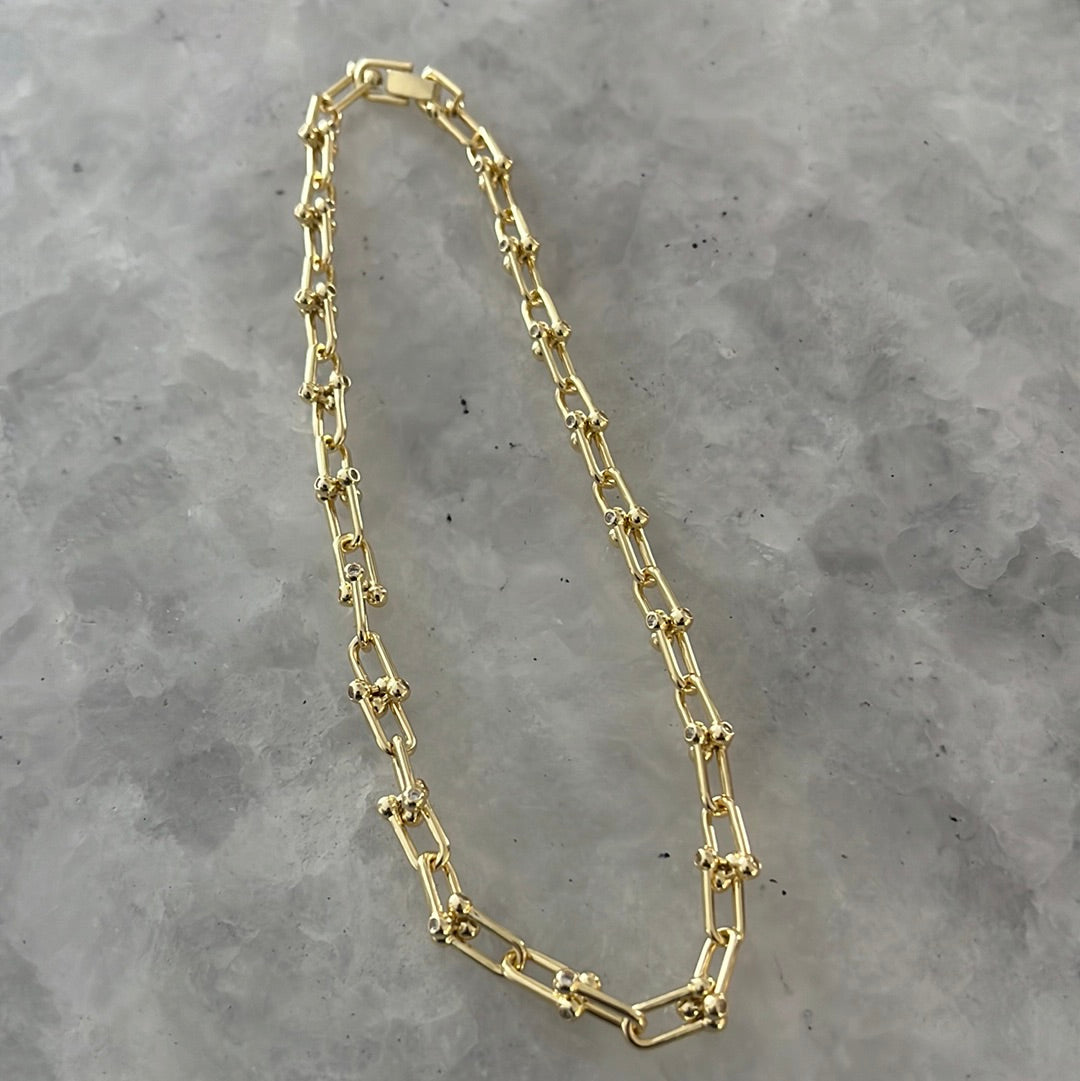 Mini Horseshoe Necklace – Topaz & Ruby