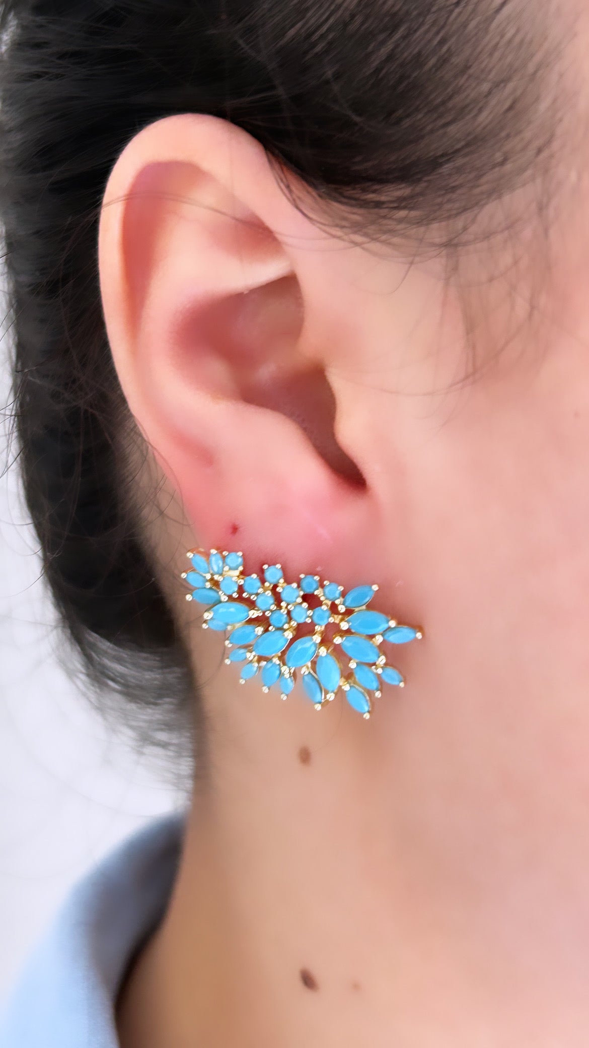 Aqua Wing Stud – Topaz & Ruby