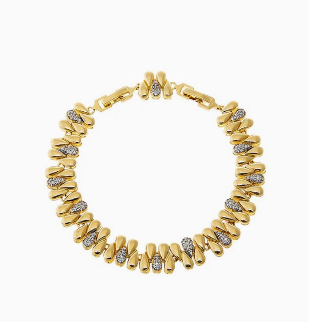 Pave Droplet Link Bracelet – Topaz & Ruby