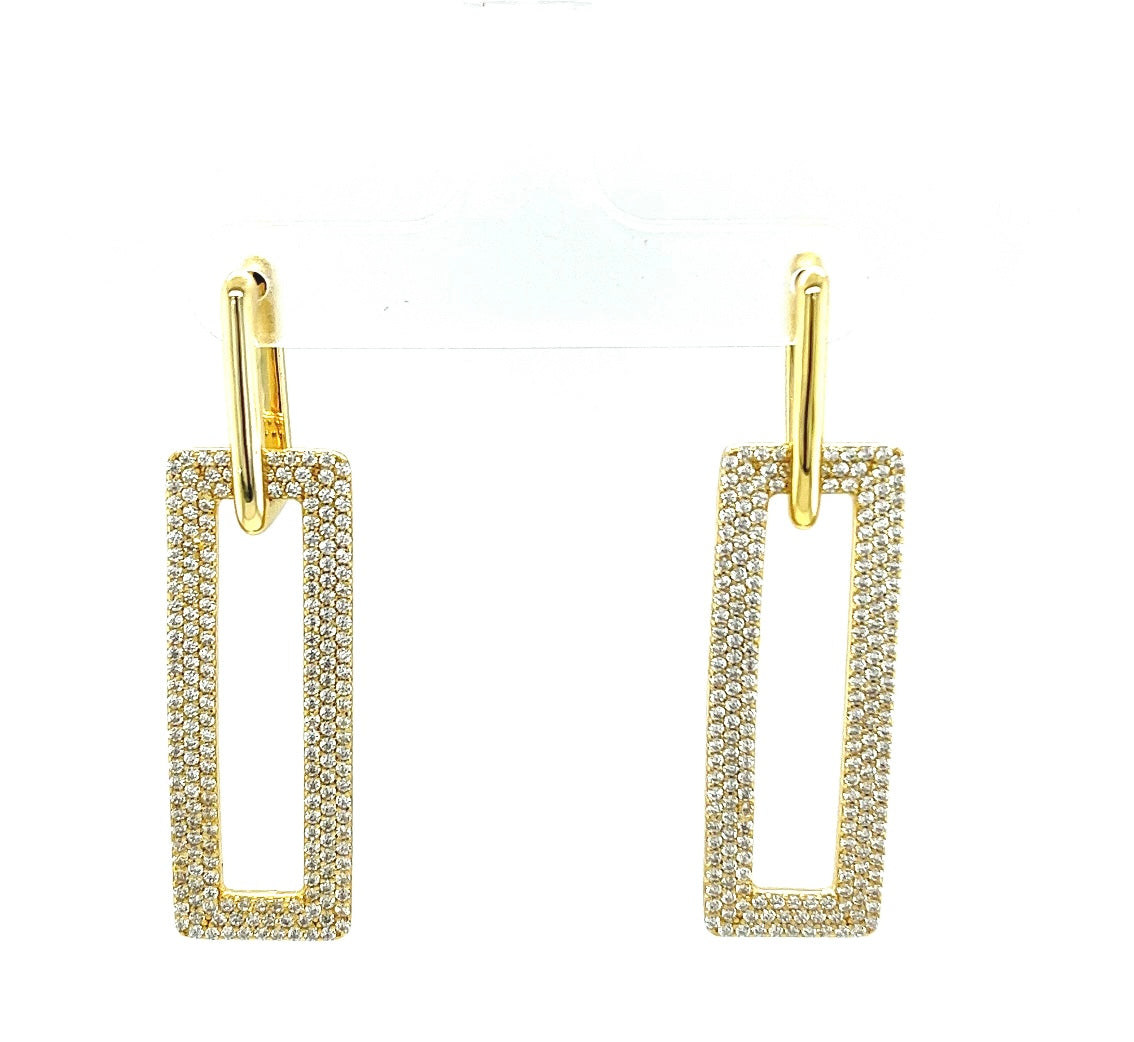 Pave Rectangle Double Hoop – Topaz & Ruby